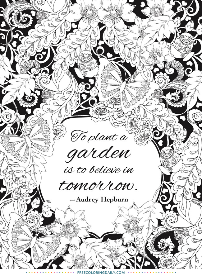 Free Garden Quote Coloring Page Free Coloring Daily